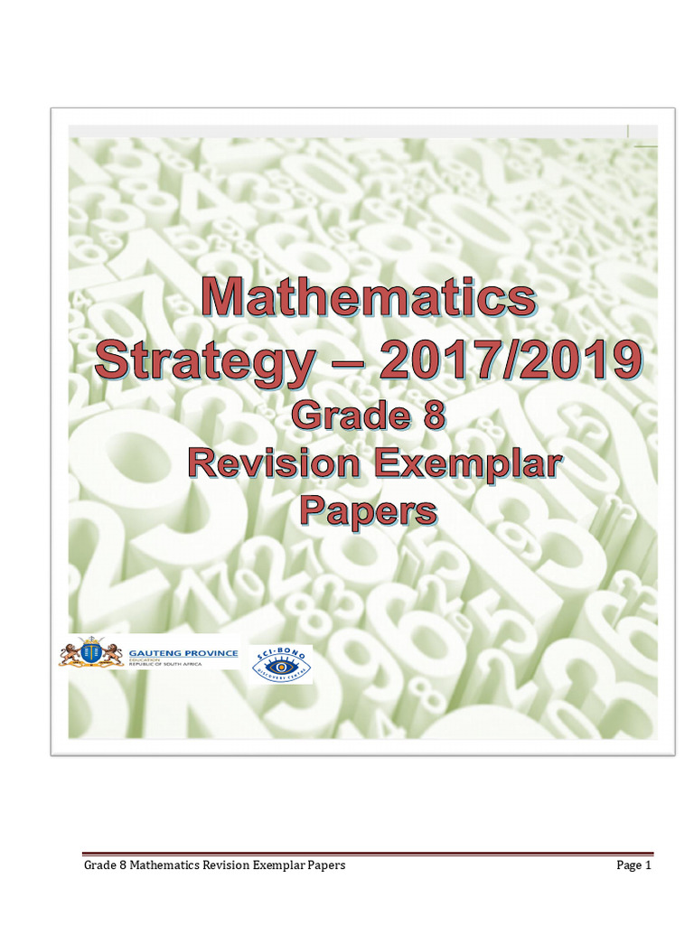 Grade 8 Maths Revision Exemplars | PDF | Area | Elementary Mathematics