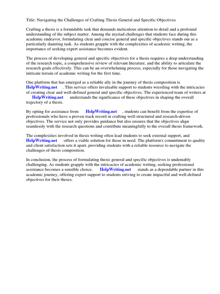 Crafting Thesis Objectives Guide | PDF | Methodology | Sampling ...