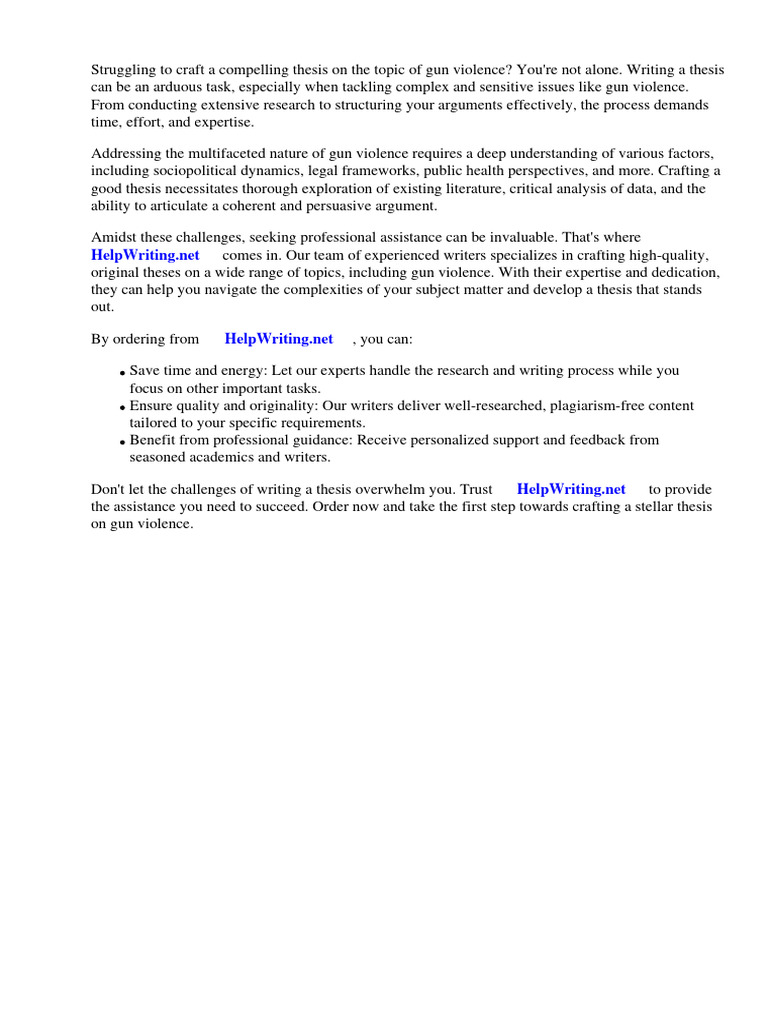 Good Thesis For Gun Violence | Download Free PDF | Gun Control | Violence