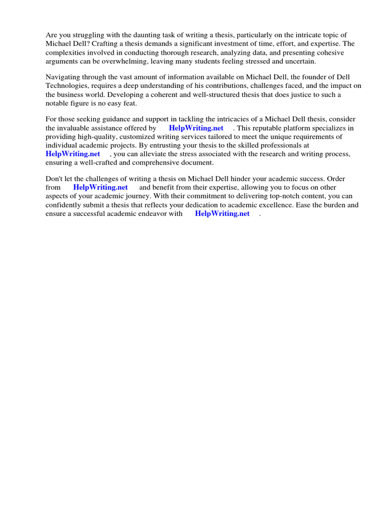 Michael Dell Thesis | PDF | Dell | Personal Computers