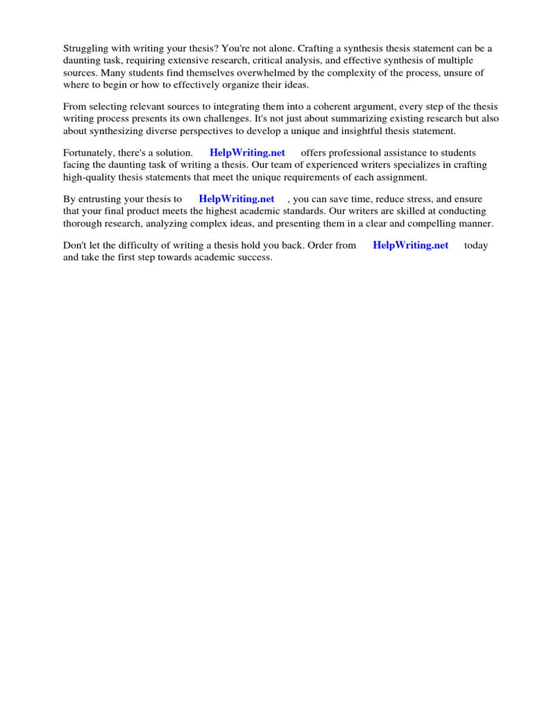 Example of A Synthesis Thesis Statement | PDF | Essays | Dialectic