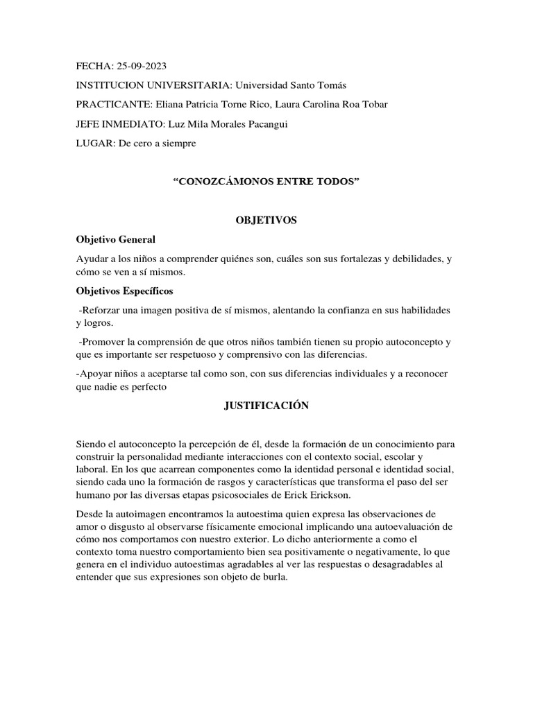 “CONOZCÁMONOS ENTRE TODOS” | PDF | Autoestima | Referencia