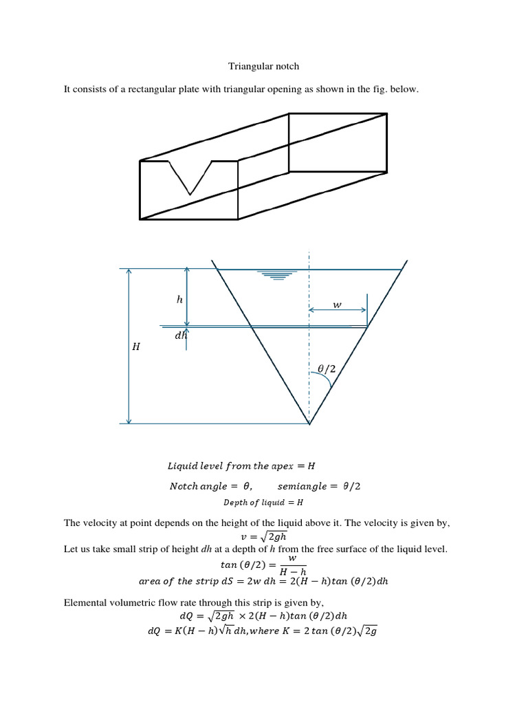 Triangular Notch | PDF | Discharge (Hydrology) | Dynamics (Mechanics)