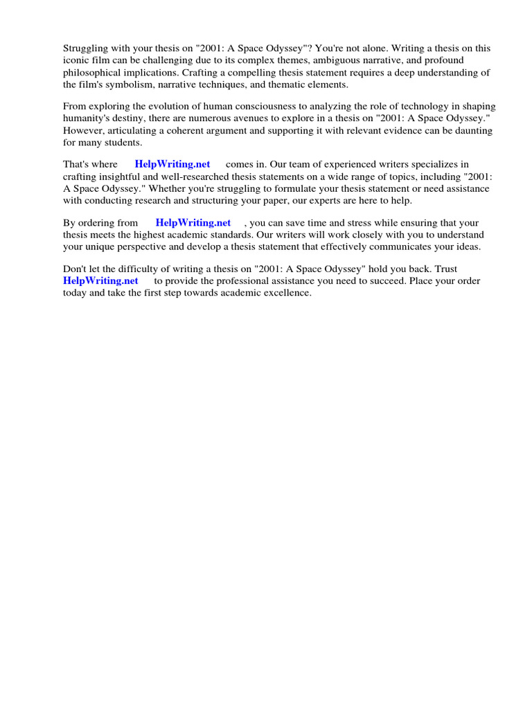 2001 A Space Odyssey Thesis Statements | PDF | Artificial Intelligence ...