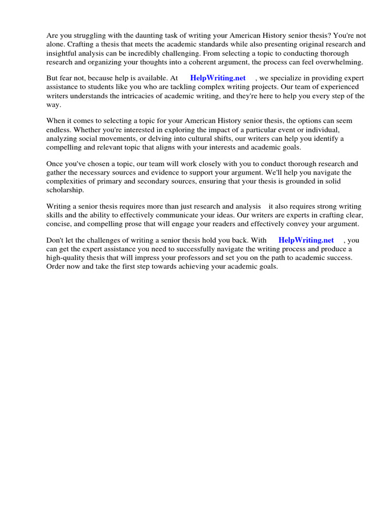 American History Senior Thesis Topics | PDF | Autonomy | Thesis