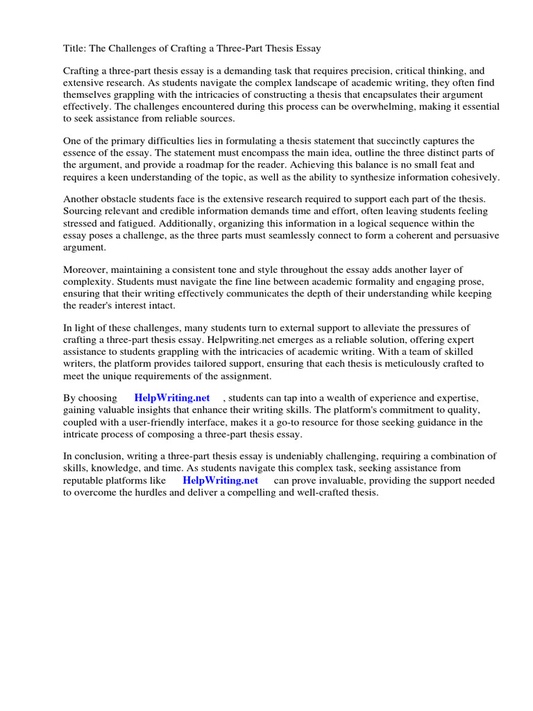 Three Part Thesis Essay | PDF | Essays | Thesis