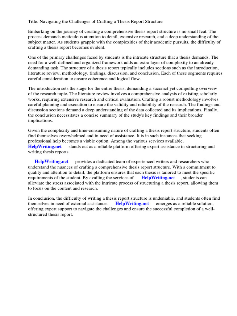 Thesis Report Structure | PDF | Thesis | Forecasting