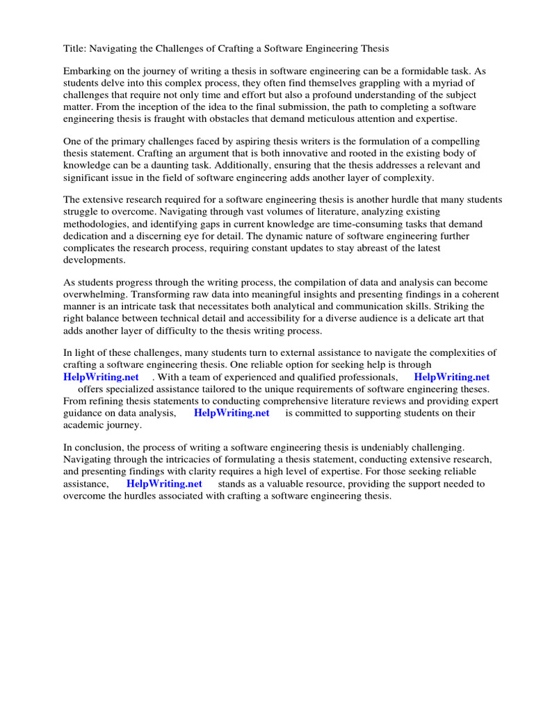 Software Engineering Thesis Title | PDF | Thesis | Engineering