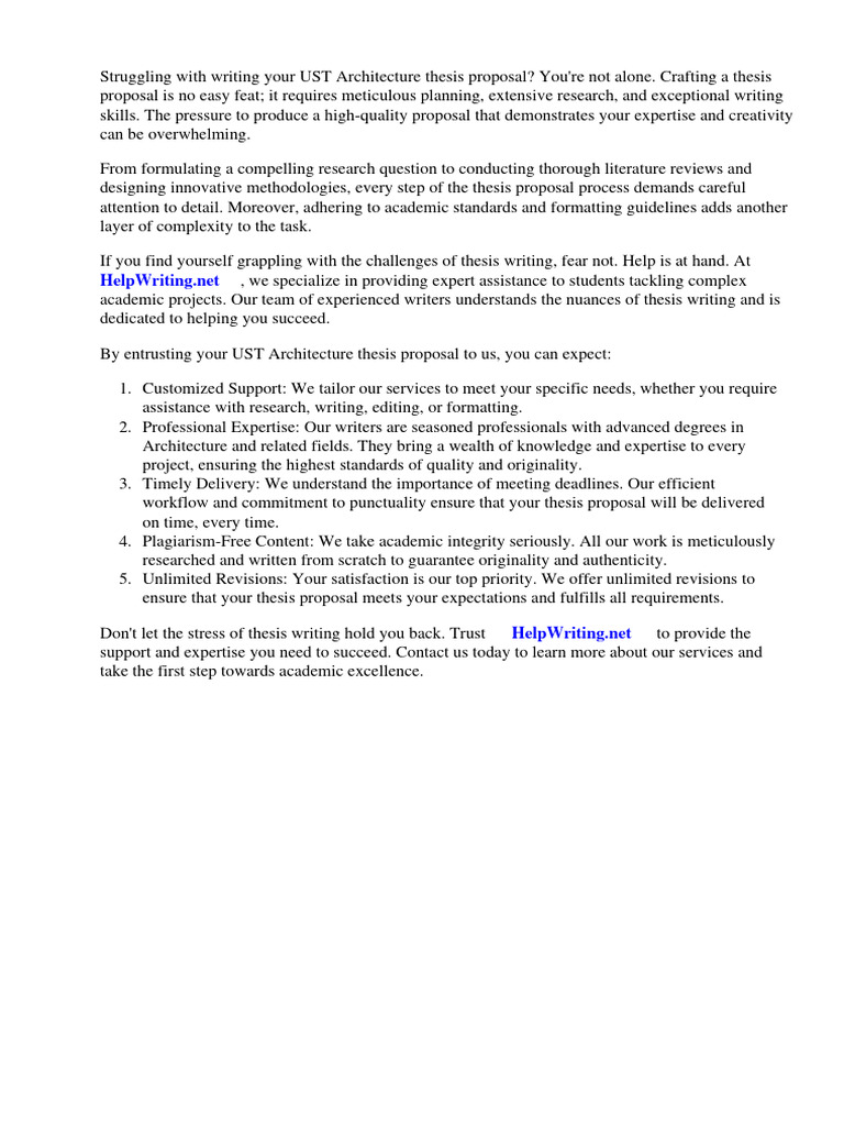 Ust Architecture Thesis Proposal | PDF | Thesis | Expert