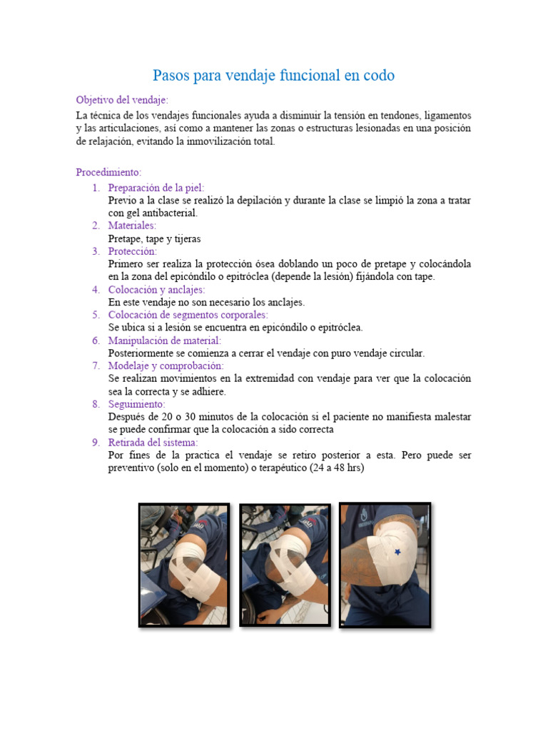 Vendaje Funcional para el Codo: Guía Paso a Paso | PDF
