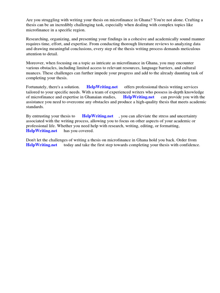 Microfinance Ghana Thesis | PDF | Microfinance | Poverty