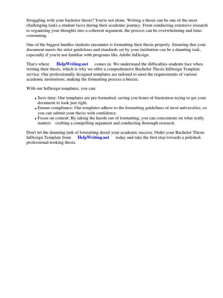 Bachelor Thesis Indesign Template | PDF | Thesis | Page Layout