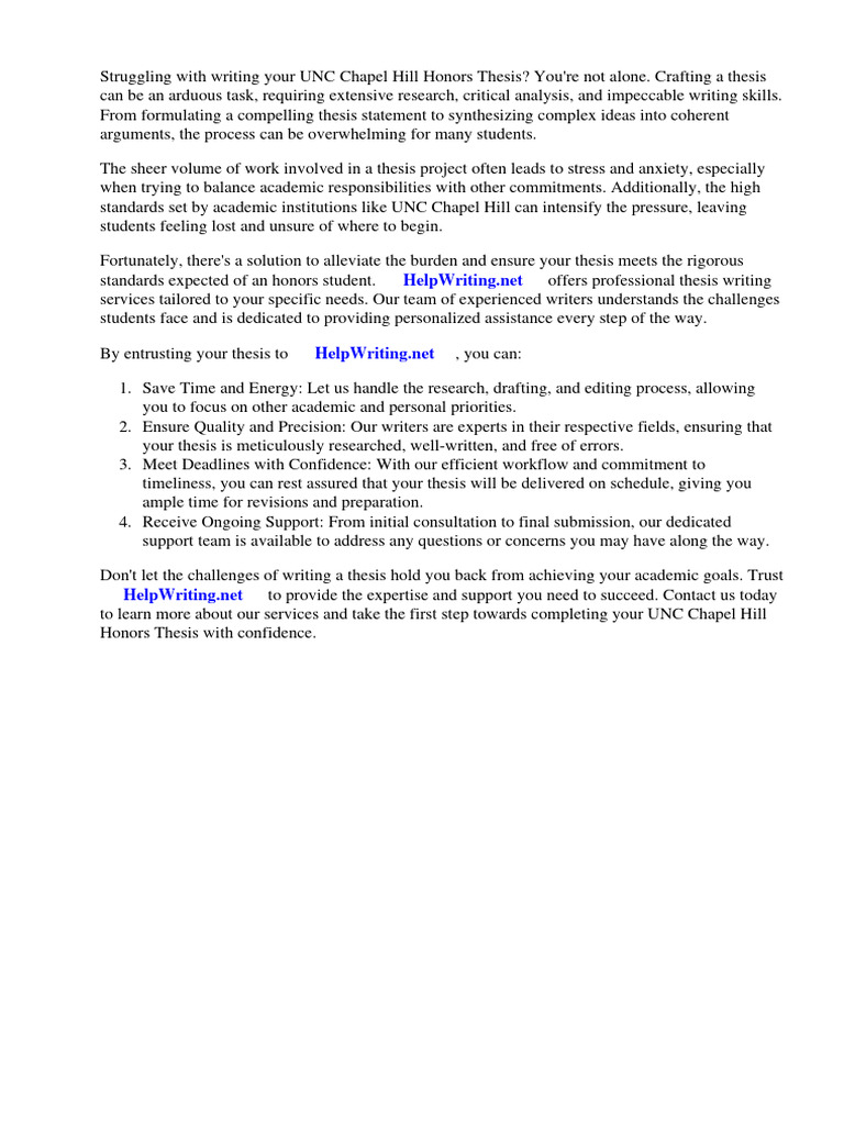 Unc Chapel Hill Honors Thesis | Download Free PDF | University Of North ...