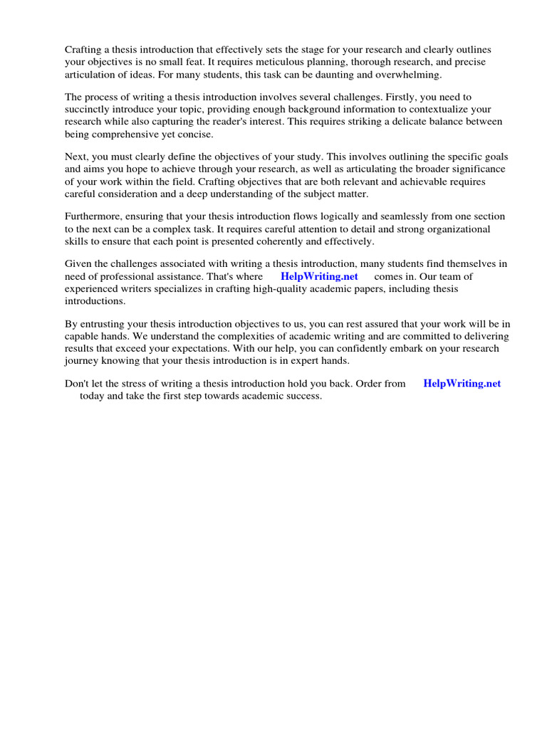 Thesis Introduction Objectives | Download Free PDF | Thesis | Methodology