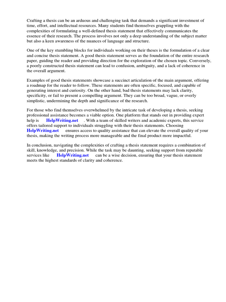 Examples of Good and Bad Thesis Statements | PDF | Essays | Thesis