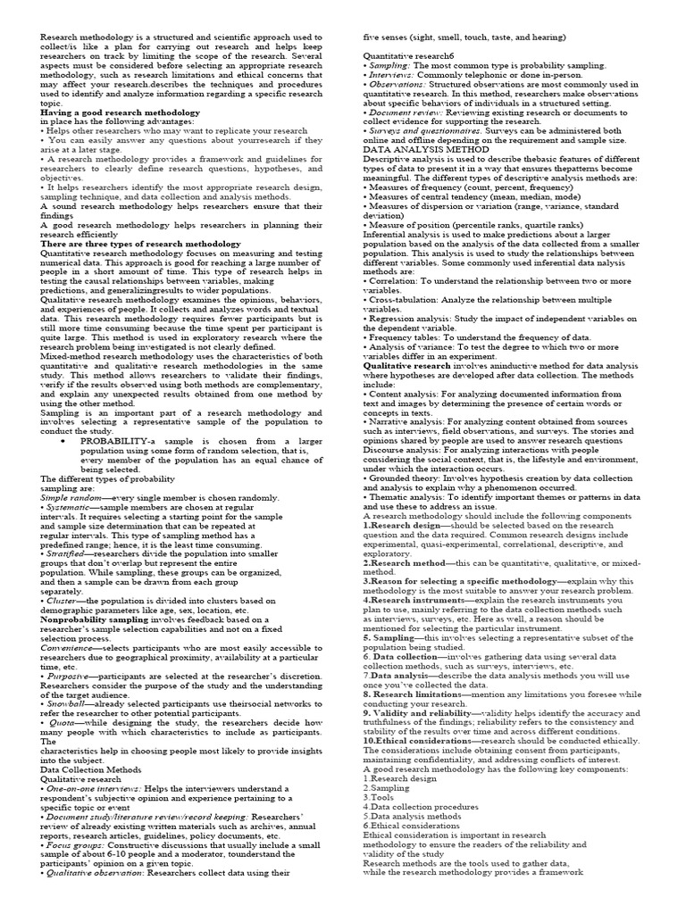 3i's REVIEWER | PDF | Methodology | Sampling (Statistics)