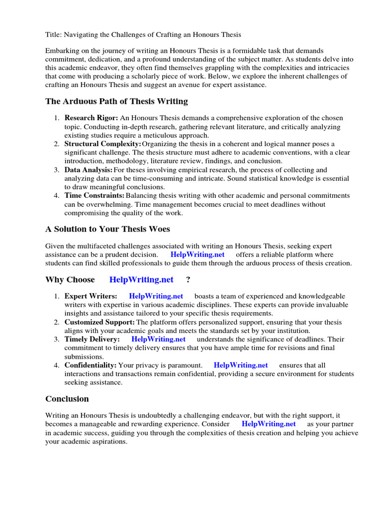 How To Write Honours Thesis | PDF | Thesis | Expert