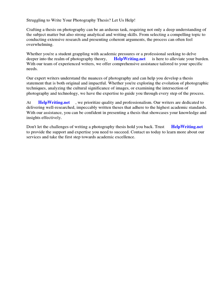 Photography Thesis Statement Examples | PDF | Essays | Thesis