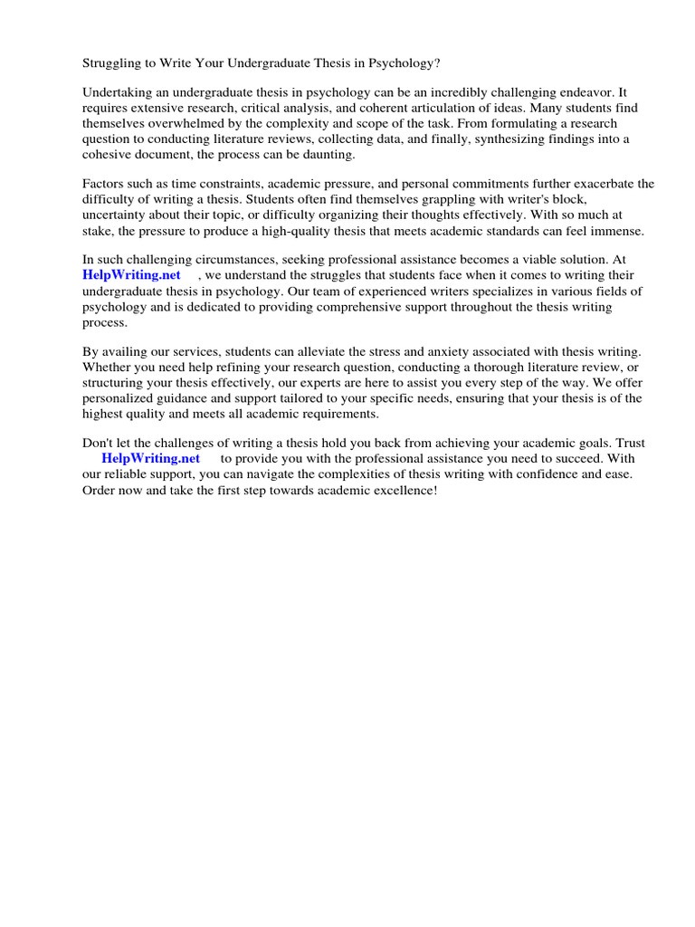 Undergraduate Thesis Titles Psychology | PDF | Thesis | Psychology