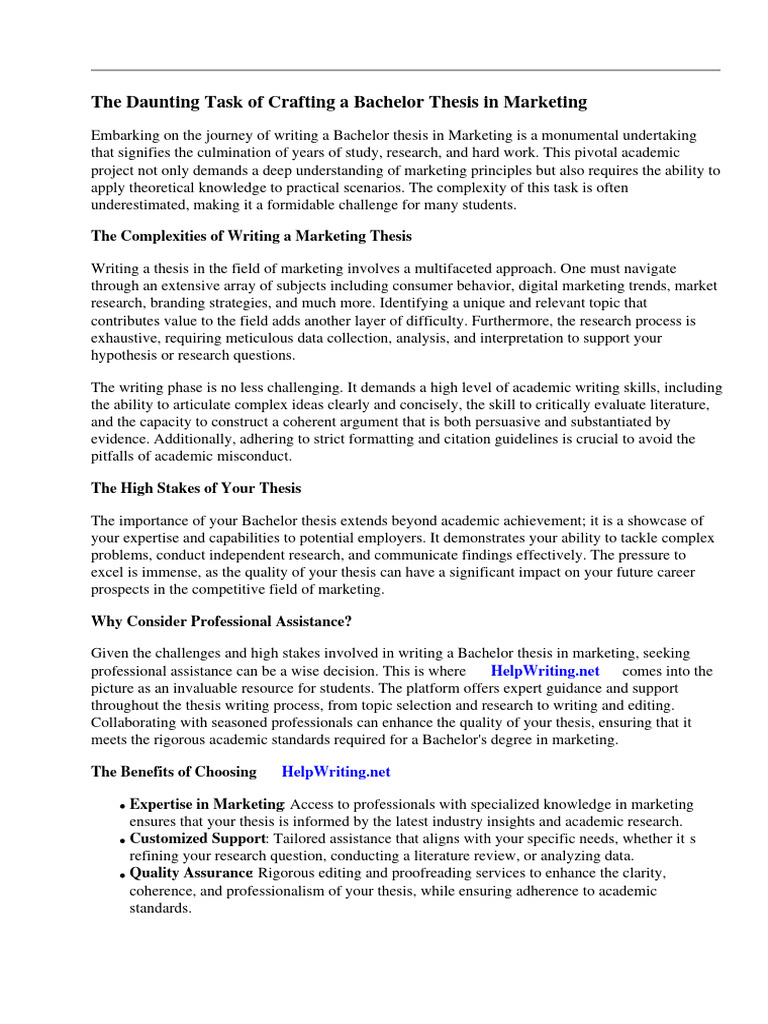 Bachelor Thesis Marketing Example | PDF | Thesis | Advertising