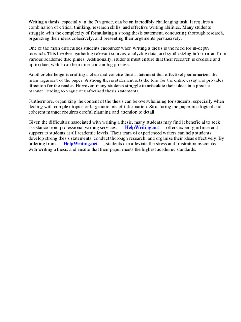 Writing A Thesis 7th Grade | PDF | Essays | Thesis