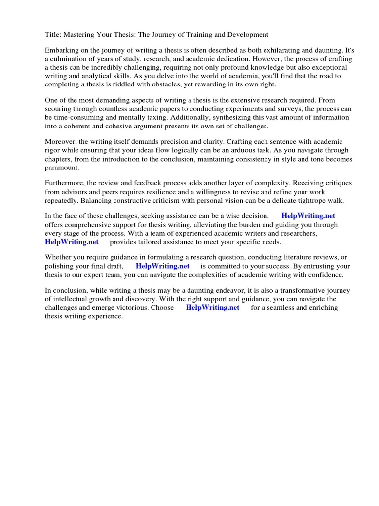 Thesis Training and Development PDF | PDF | Human Resource Management ...