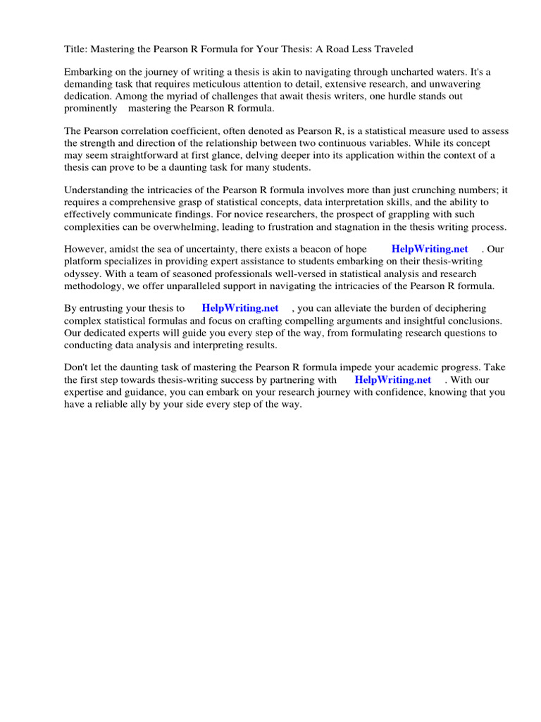 Pearson R Formula For Thesis | PDF | Effect Size | Statistics