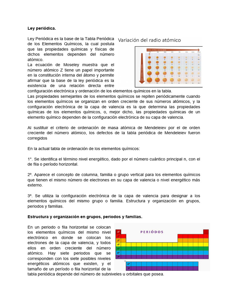 ley periodica | PDF | Química | Tabla periódica