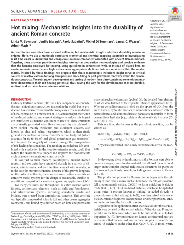 Mechanistic Insights Into The Durability of Ancient Roman Concrete ...