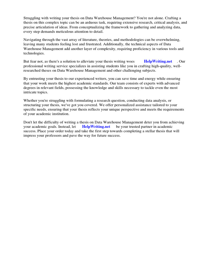 Thesis Data Warehouse Management Pdf Cost Of Living Data Warehouse