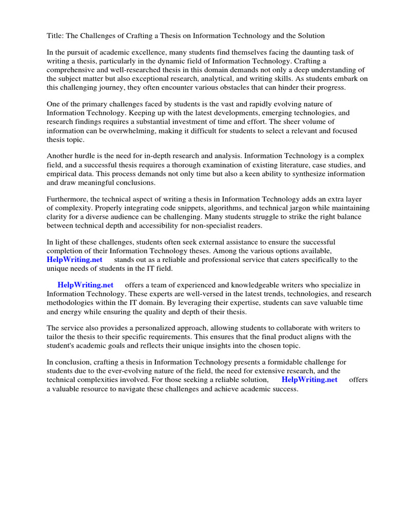 Sample Thesis Topic Information Technology | PDF | Thesis