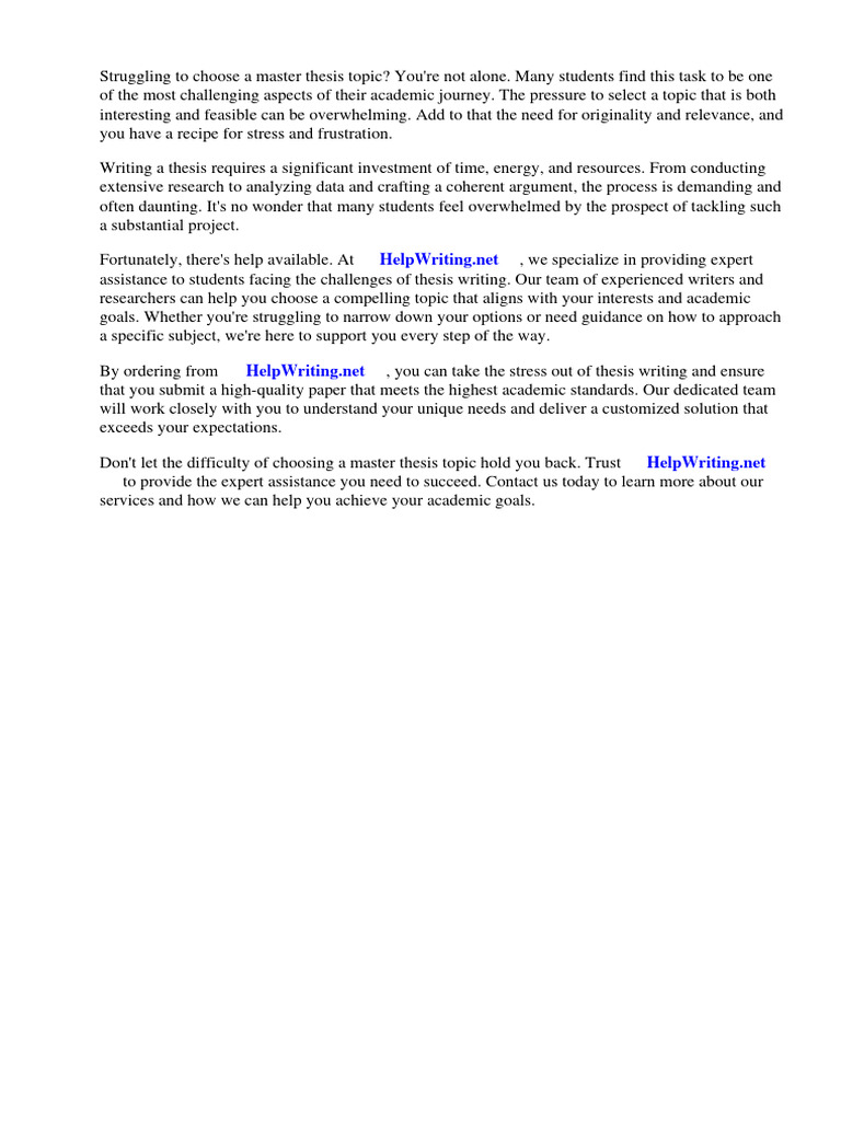 Tips for Choosing a Master's Thesis Topic | PDF | Thesis