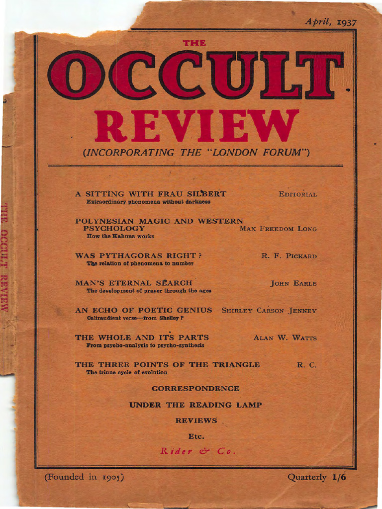 Occult Review v64 n2 Apr 1937 | Download Free PDF | Mediumship | Hypnosis