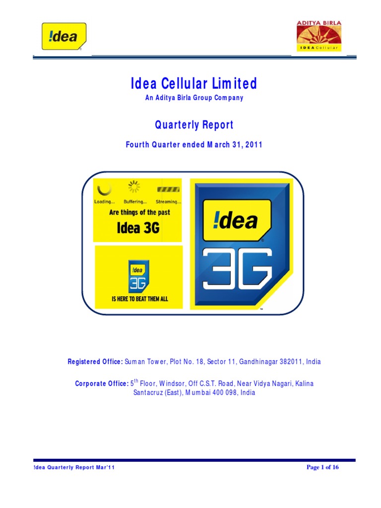Idea Cellular Limited: Quarterly Report | PDF | Expense | Earnings ...