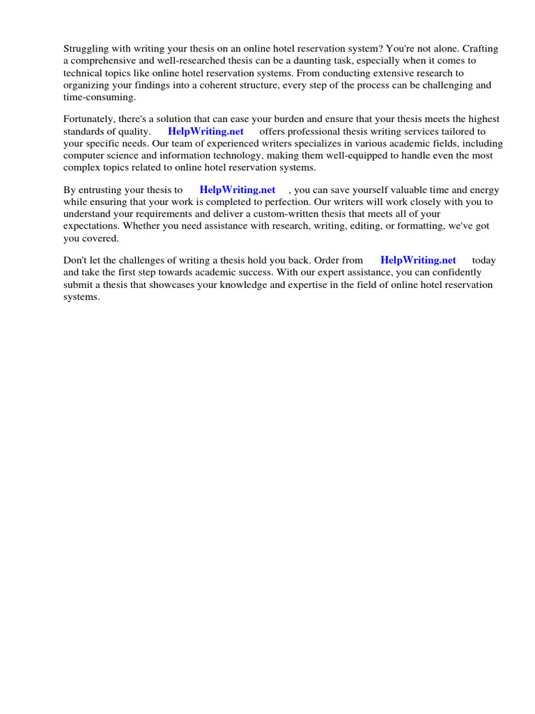 Online Hotel Reservation System Sample Thesis | PDF | Databases | Brand