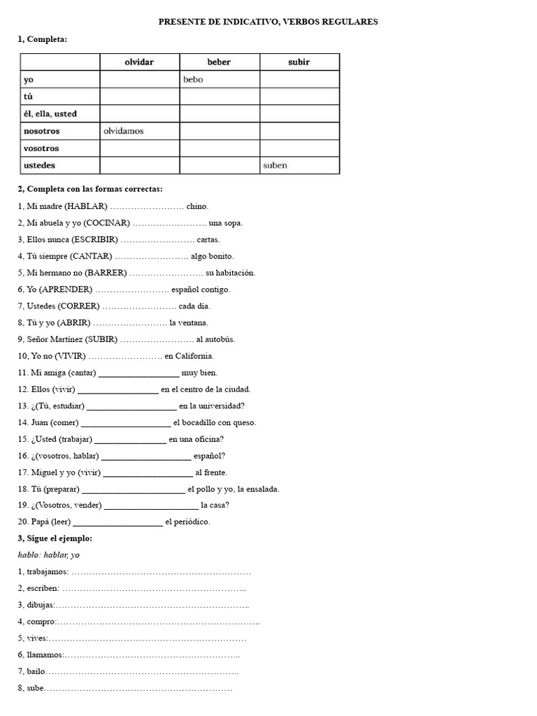 Presente Regulares Odmiana | PDF | Arte