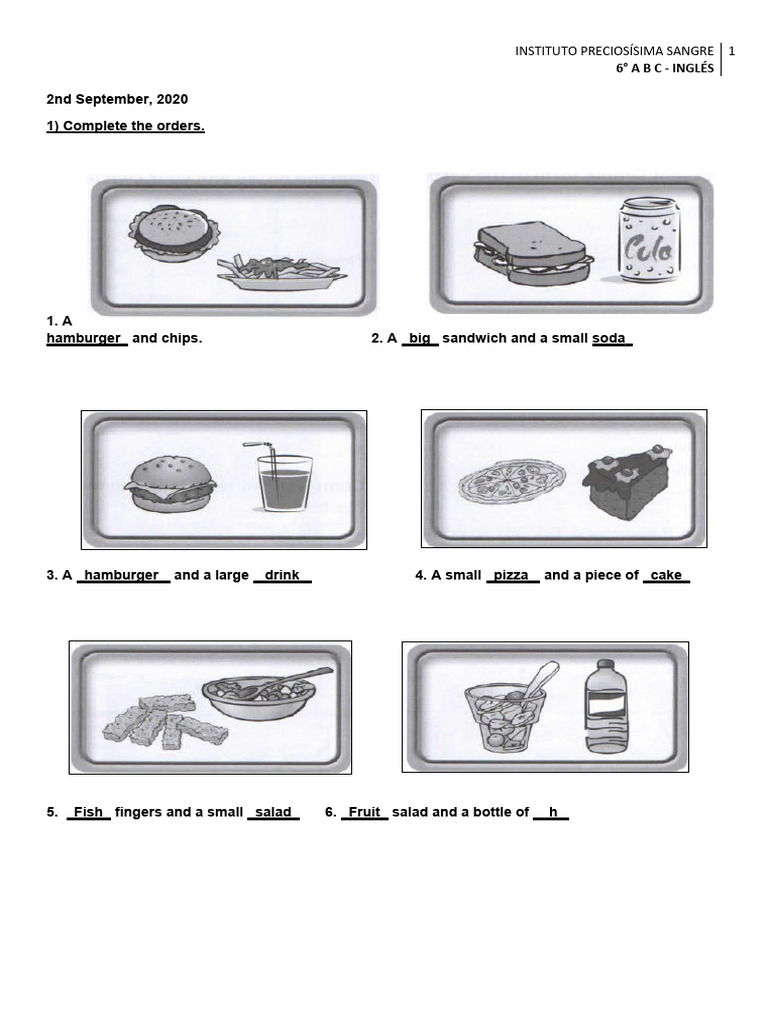 2 Agosto Inglés 6ABC - PCP - Lesson 24 | PDF | Cuisine | Foods