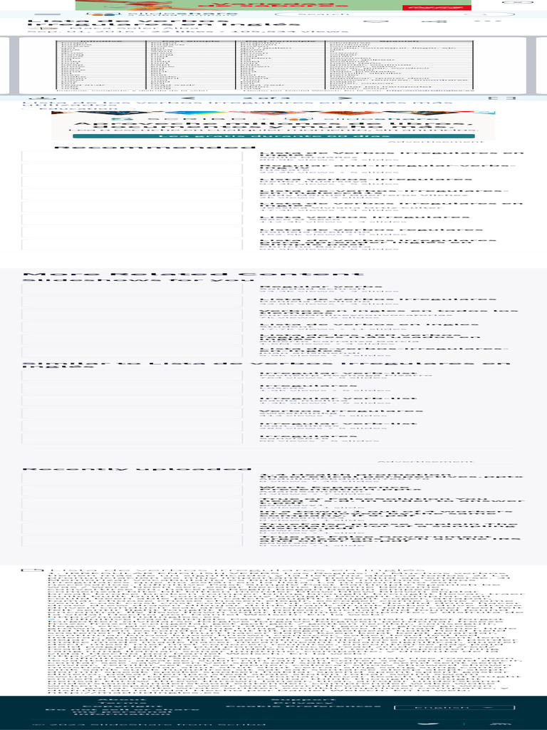 Lista de Verbos Irregulares en Inglés | PDF | Morphology | Grammar