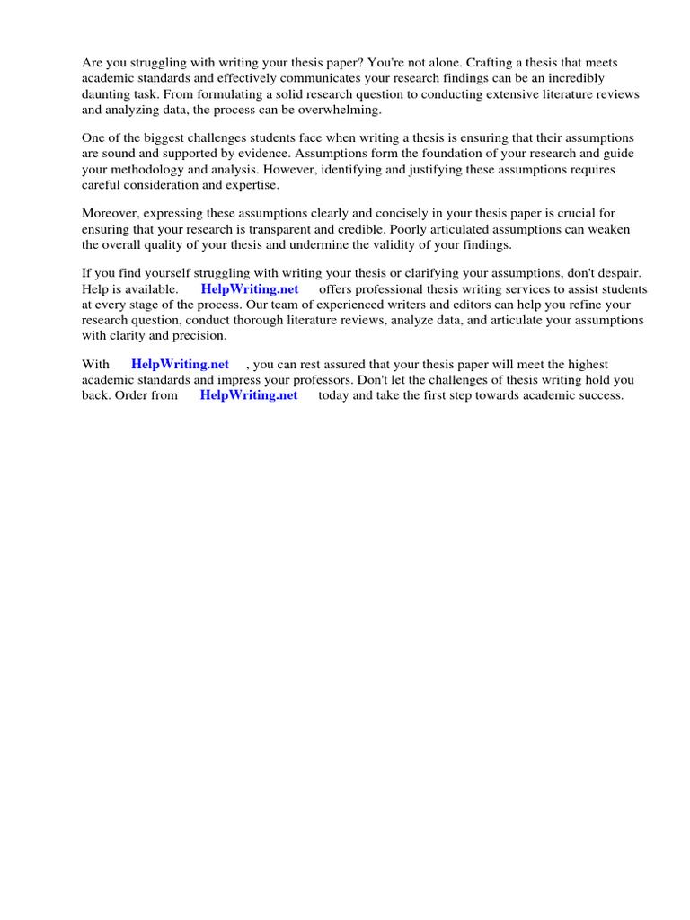 Assumptions Thesis Paper | PDF | Data Analysis | Thesis
