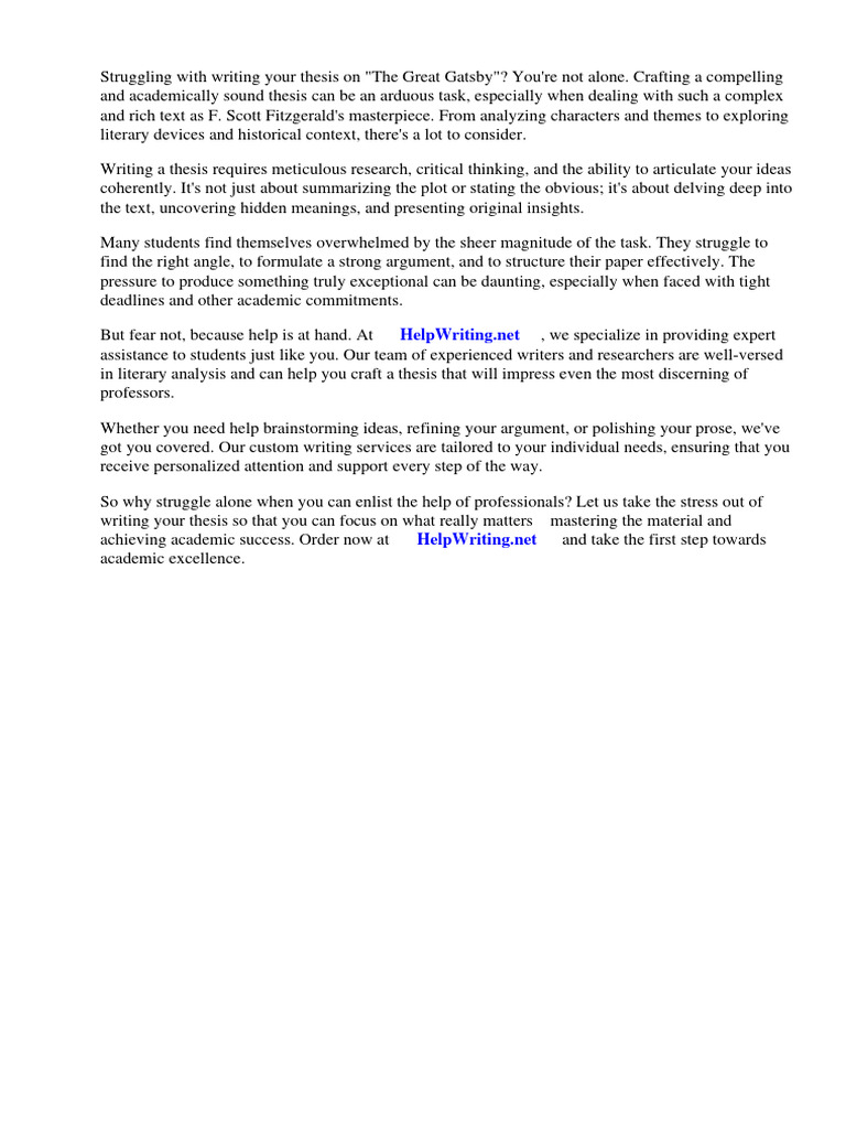 The Great Gatsby Research Paper Thesis | PDF | The Great Gatsby | F ...