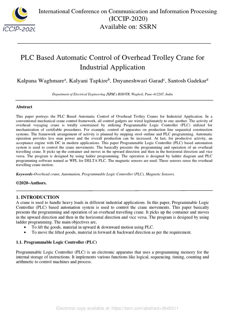 PLC Automation for Overhead Cranes | PDF | Programmable Logic ...