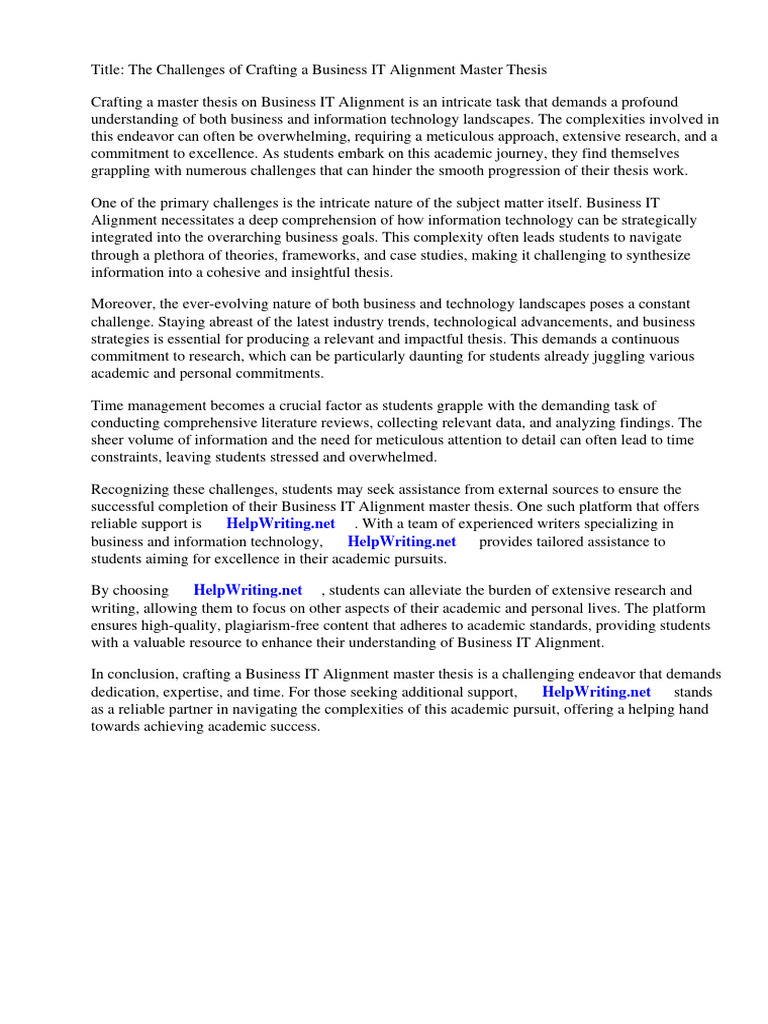 Business It Alignment Master Thesis | PDF | Strategic Management | Sales
