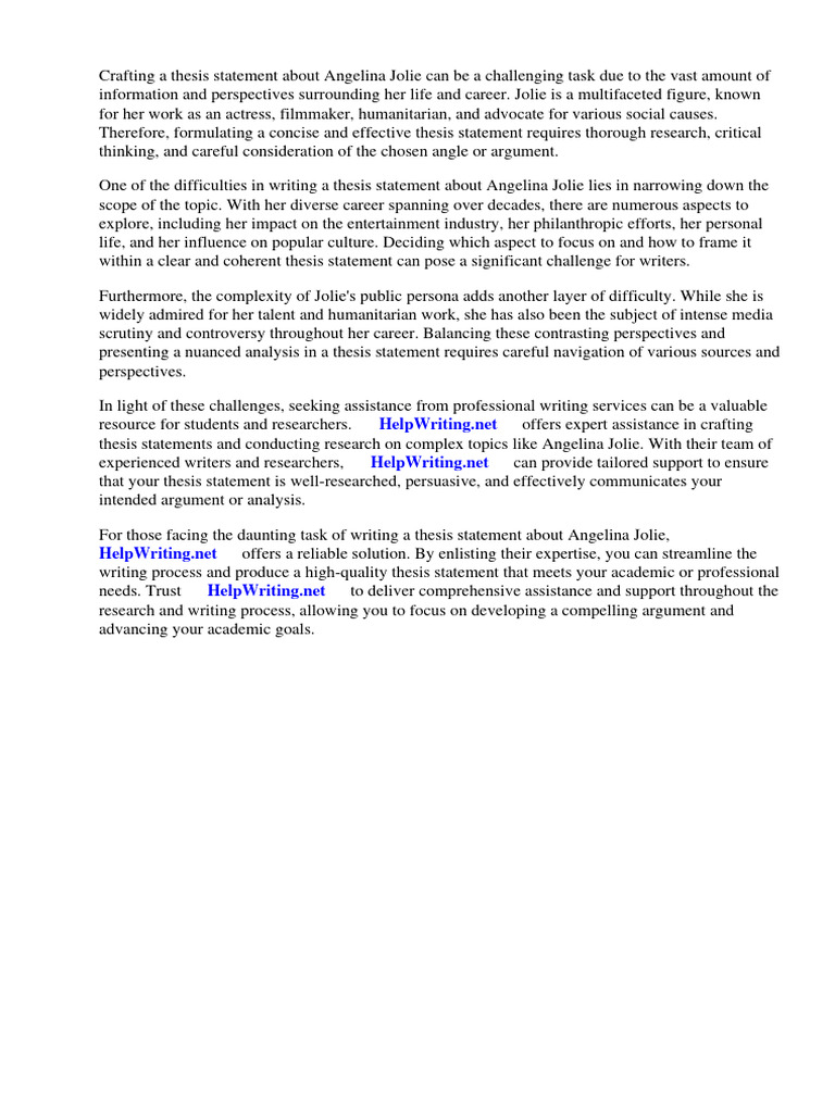 Thesis Statement About Angelina Jolie | PDF | Angelina Jolie