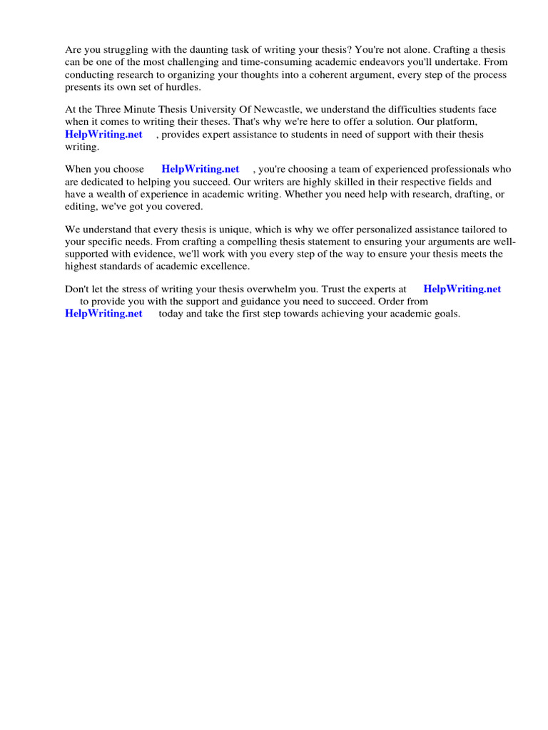 Three Minute Thesis University of Newcastle | PDF | Thesis | Doctor Of ...