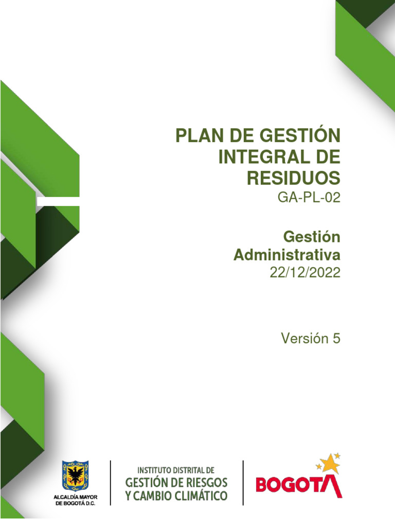 GA-PL-02 Plan de Gestión Integral de Residuos V5 | PDF | Residuos | Reciclaje