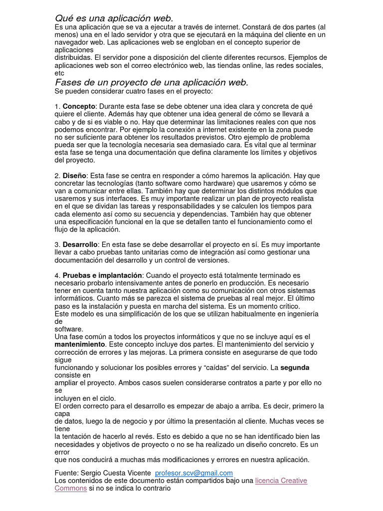 Aplicacion Web | PDF | Software de la aplicacion | Aplicación web