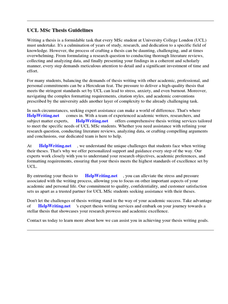 Ucl MSC Thesis Guidelines | PDF | Concrete | Thesis