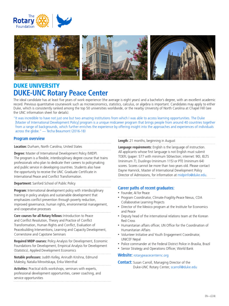 Duke-UNC Rotary Peace Center Overview | PDF | Duke University ...