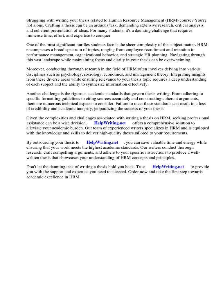 Thesis Title Related To HRM Course | Download Free PDF | Human Resource Management | Thesis