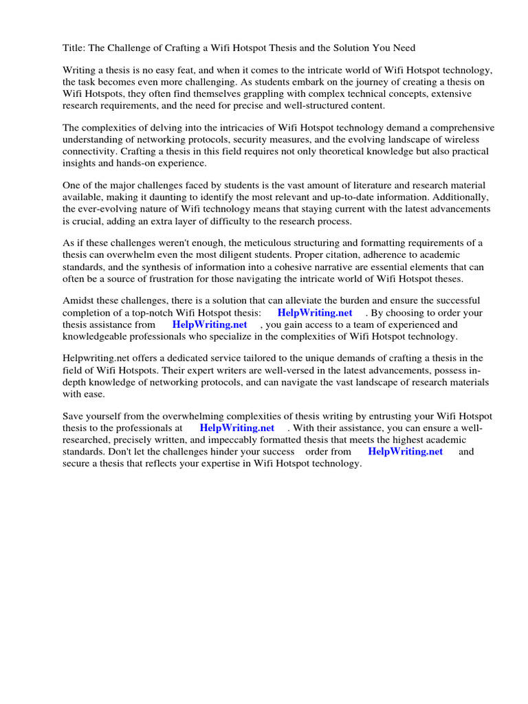 Wifi Hotspot Thesis | PDF | Wi Fi | Internet